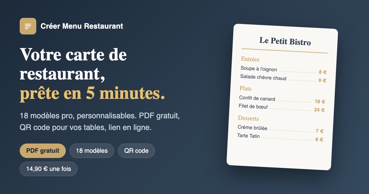 Carte de Restaurant PDF — Créez et Téléchargez Gratuitement | Créer ...